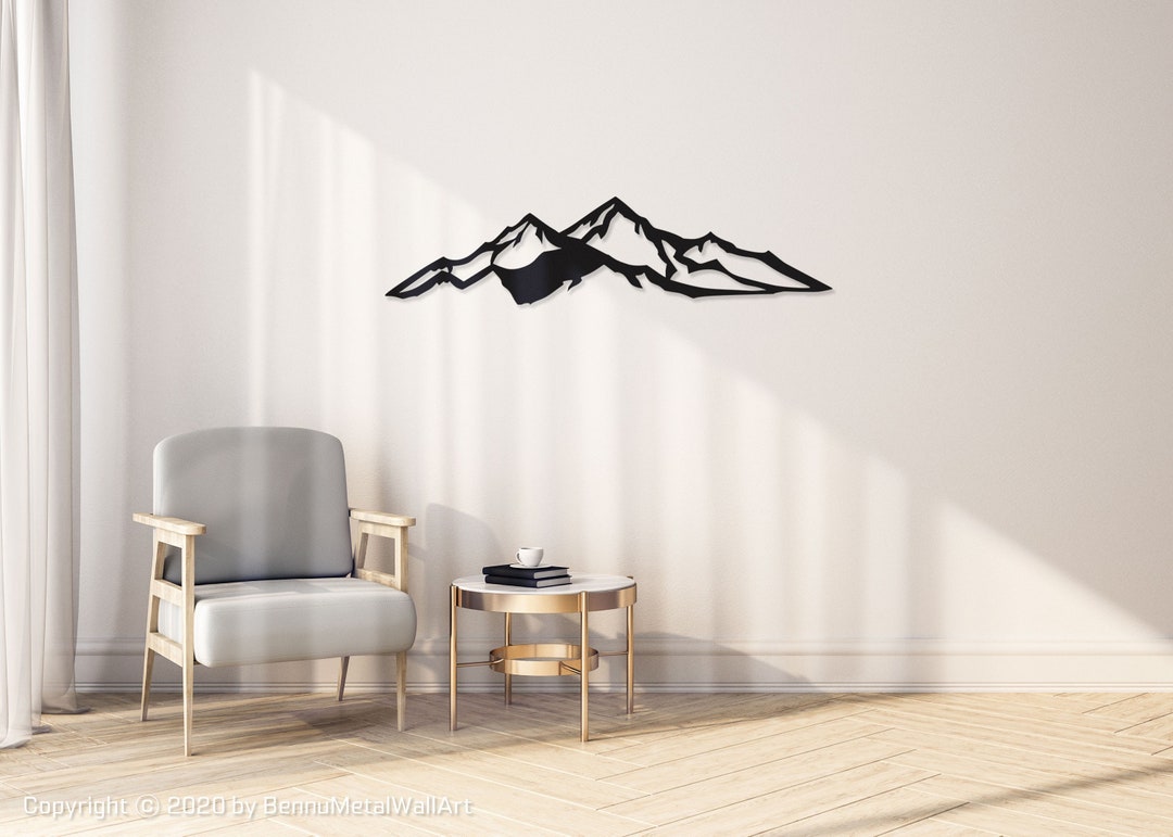 Mountain Silhouette Metal Wall Art – Large Mountain Black Wall Hanging ...