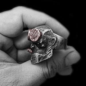 Hellboy Ring Unique Handcrafted Hellboy Jewelry Sterling Silver Hells ...