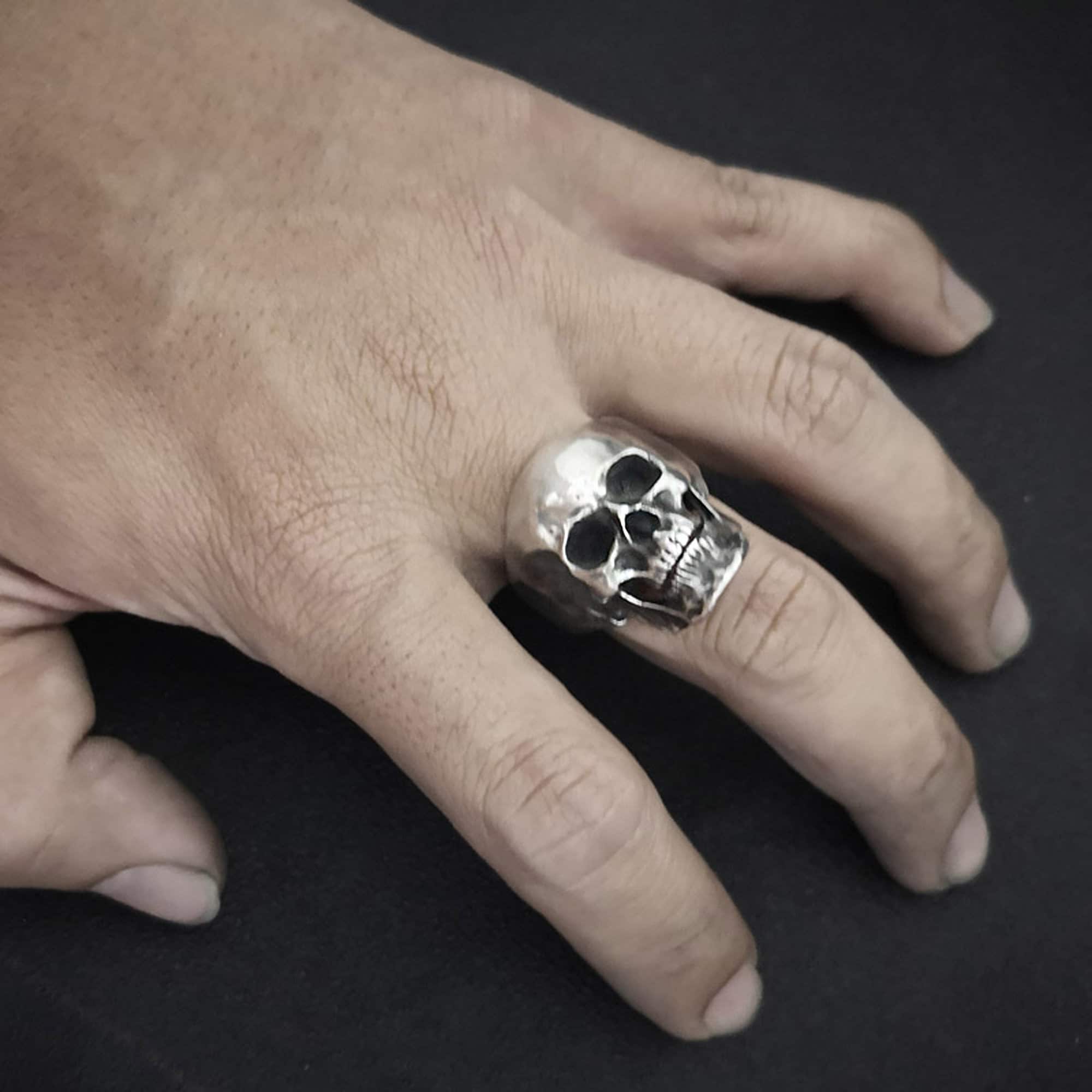 Skull Ring 925 Silver Mens Skull Rings Lifelike Skull Rings | Etsy