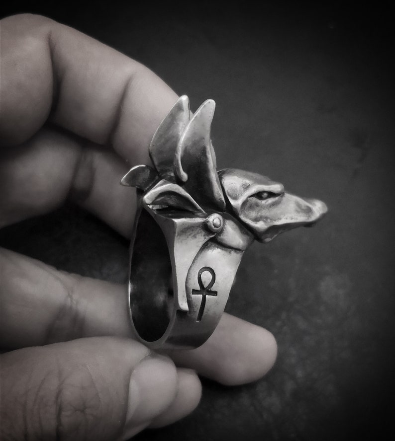 Anubis Rings 925 Silver Anubis Mens Ring Anubis the God of Death Rings ...