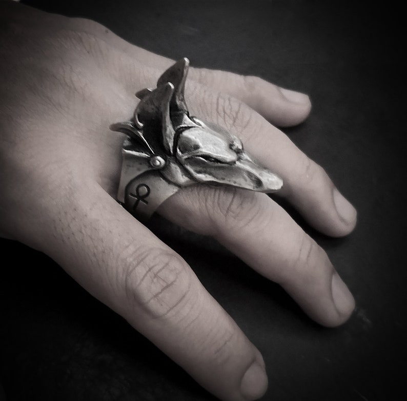 Anubis Rings 925 Silver Anubis Mens Ring Anubis the God of Death Rings ...