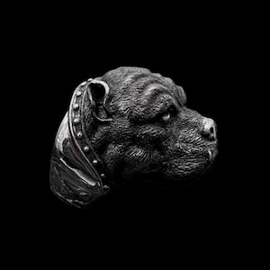 Pitbull Ring Unique Handcrafted Sterling Silver Pitbull Rings - Pitbull ...