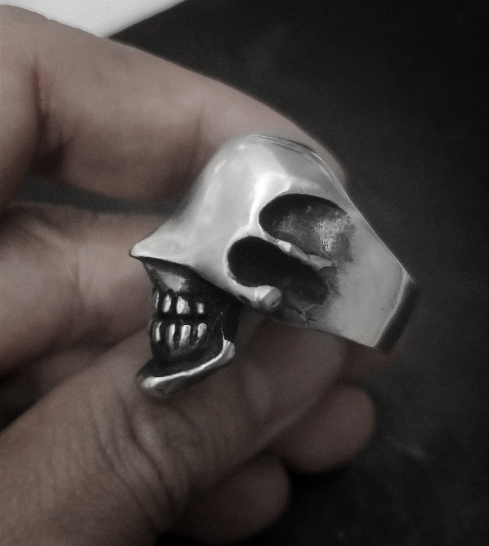 Faceless Skull Ring 925 Silver Eyeless Skull Ring Mens Skull - Etsy