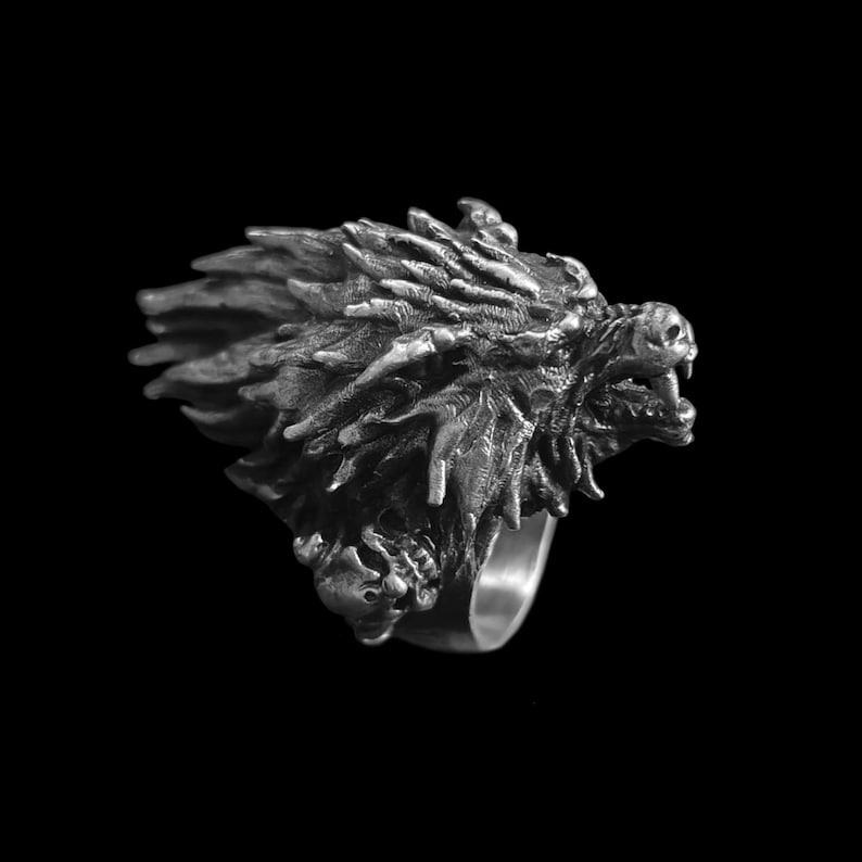Wolf Ring Viking Mens Jewelry Hand Carved Sterling Silver - Etsy