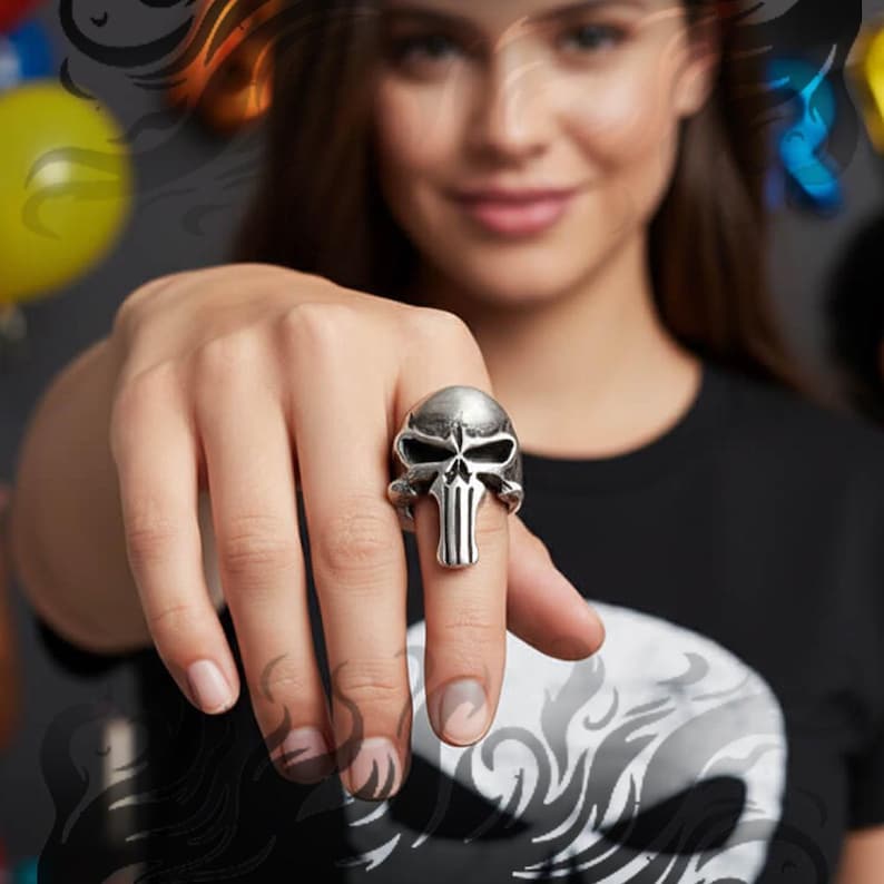 Heavy Sterling Silver Skull Ring for Men - Gothic Biker Statement Ring ...