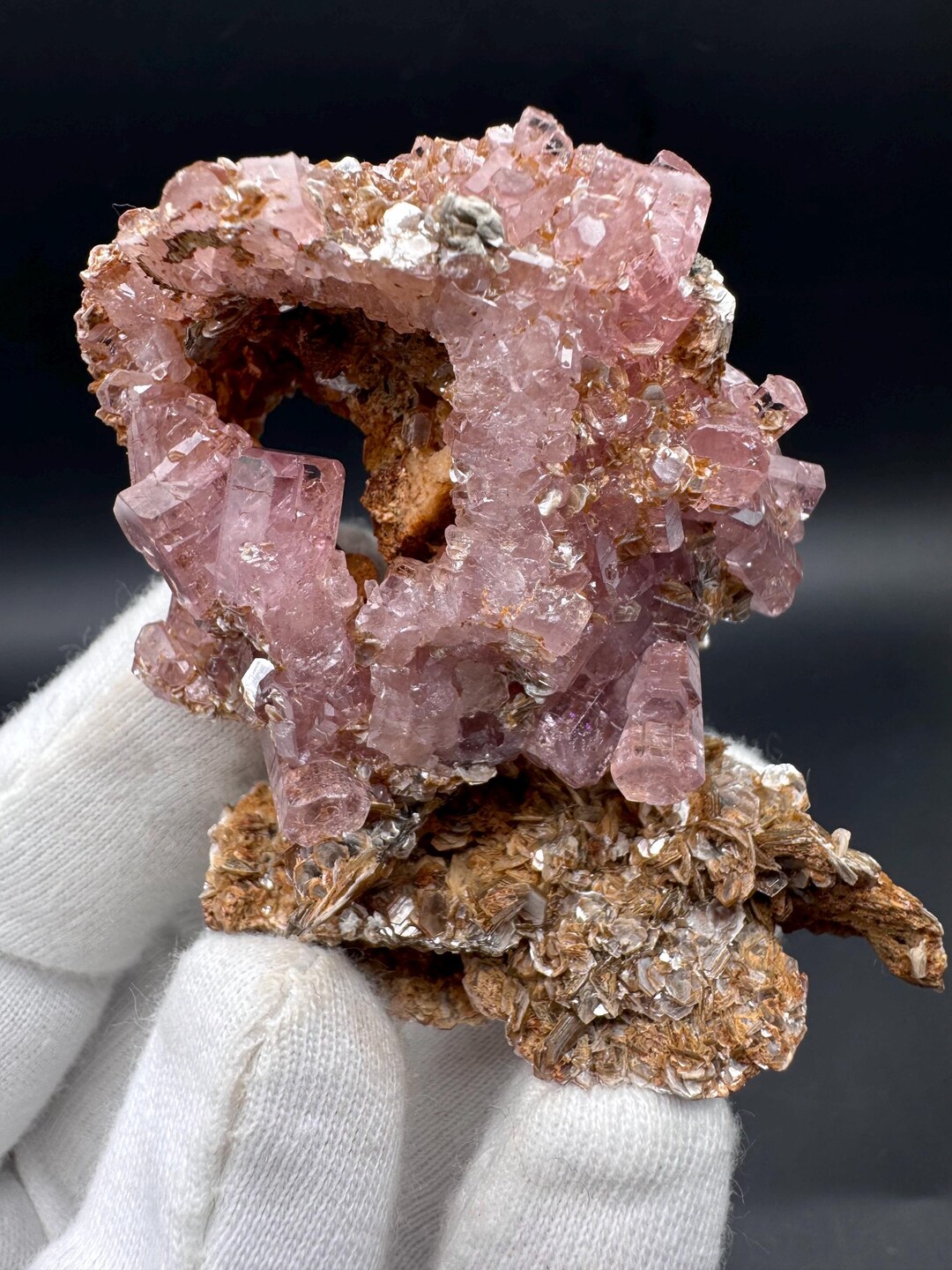 Rare Pink Color APATITE Crystal Cave With Muscovite Combine Specimen ...