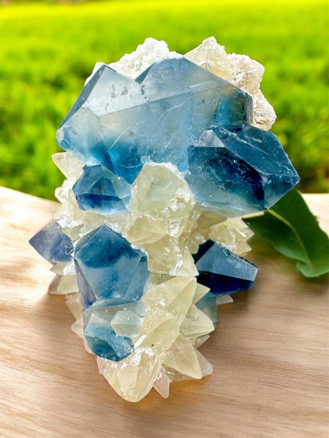 RARE Blue Celestine Crystals Bunch With Calcite Combine Specimen ...