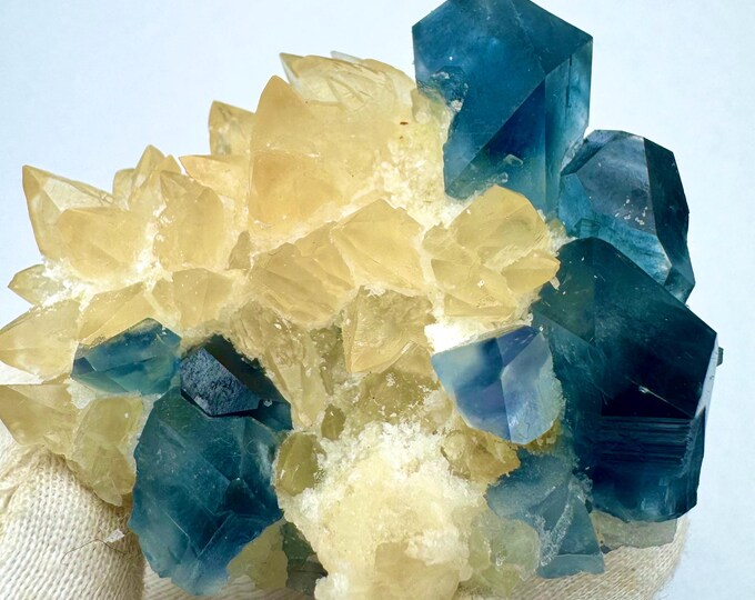 Natural Blue Celestine Crystal With Calcite Matrix Combine Specimen ...