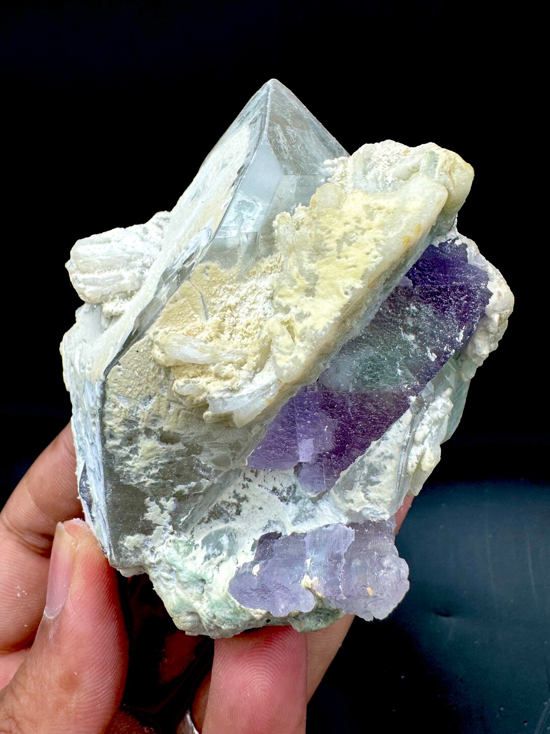 Unusual Purple Kunzite Crystal With Quartz Combine , Crystals , Purple ...