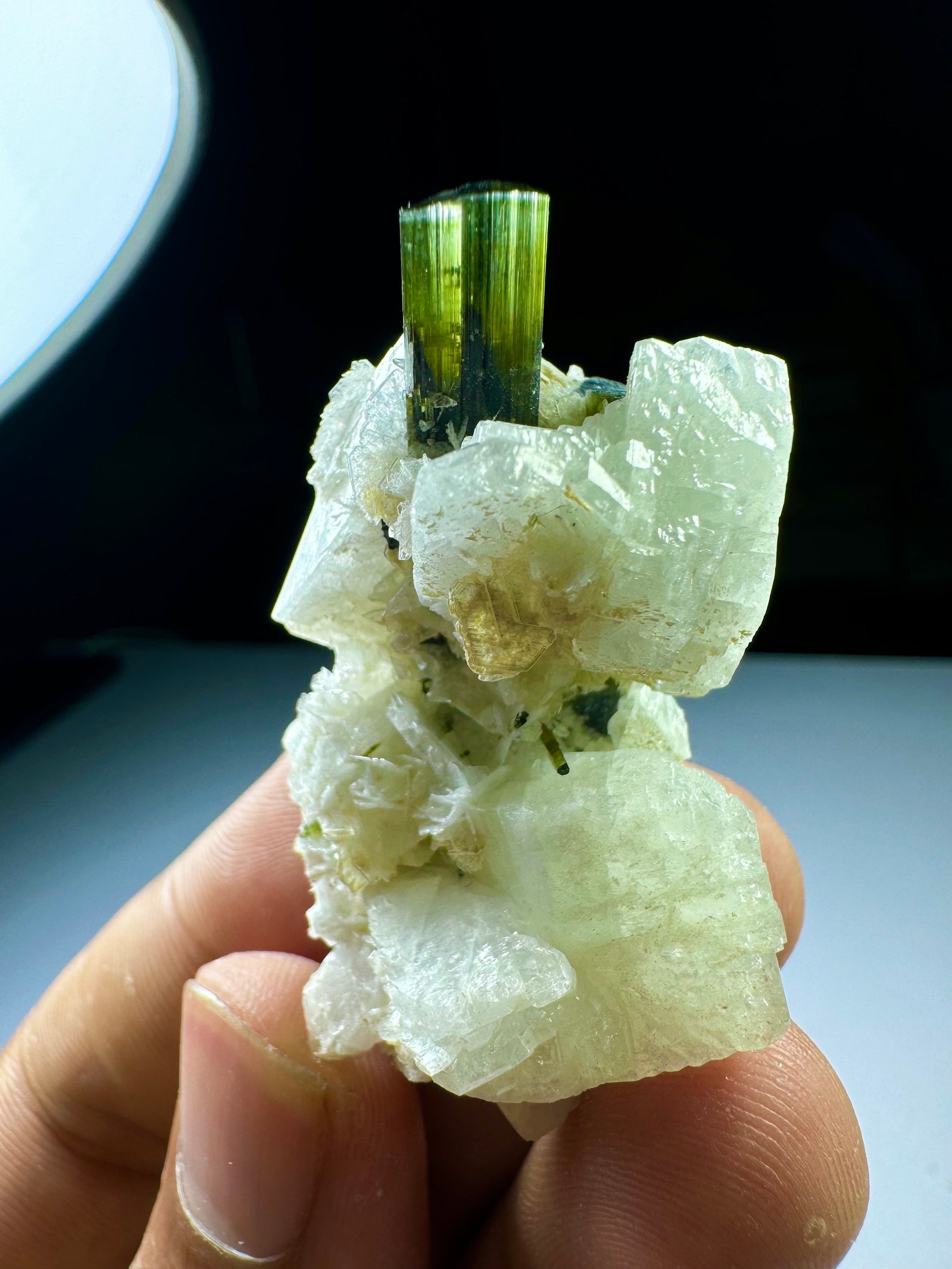 Green Cap Tourmaline Cluster With Albite Matrix Combine , Crystals ...