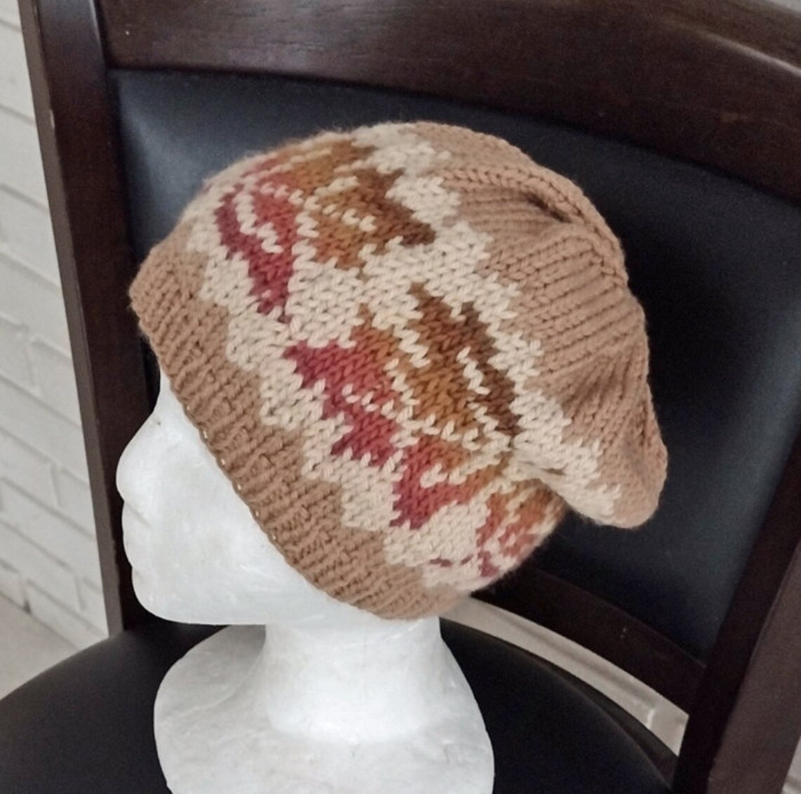 Hand Knitted Hat - AUTUMN MAPLES Toque Beanie - 100% Acrylic Yarn ...
