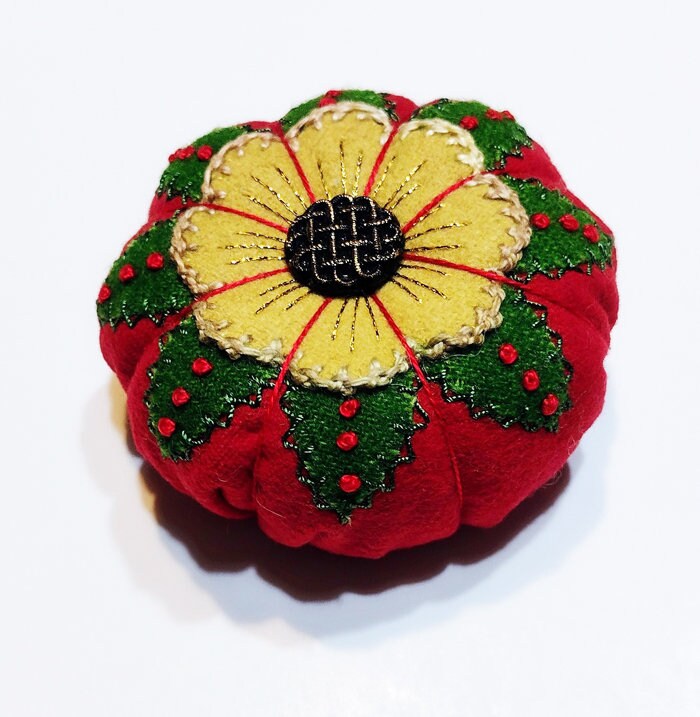 Embroidered Wool Pin Cushion Tomato Style, Original Design, Ground ...