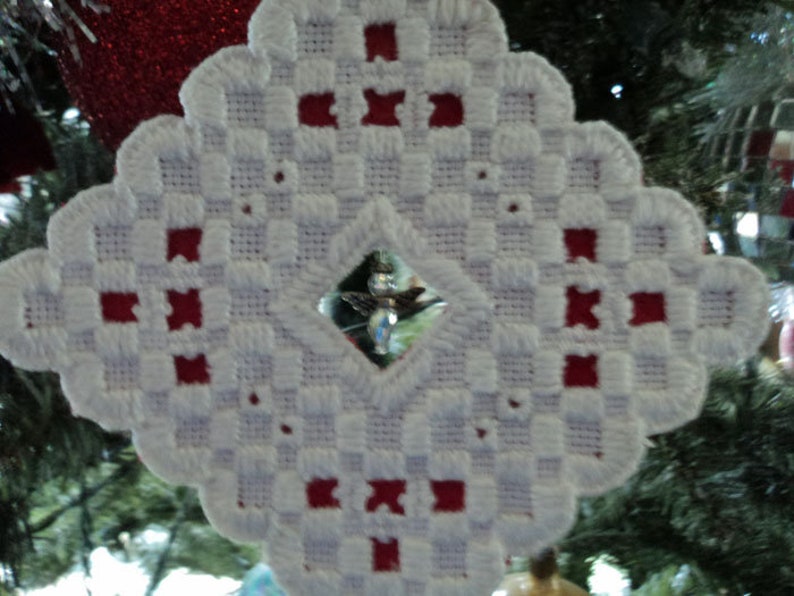 Ornament FLOATING ANGEL Hardanger Embroidery Hand Stitched in Cotton ...