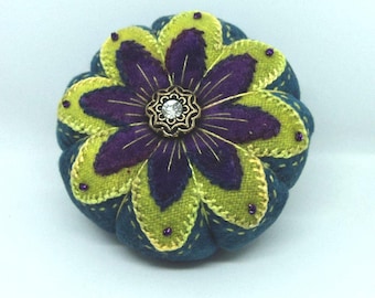 Embroidered Wool Pin Cushion - Tomato Style, Beaded, Original Design ...