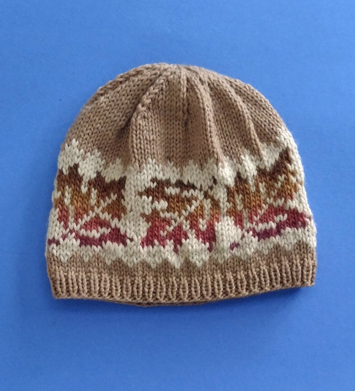 Hand Knitted Hat - AUTUMN MAPLES Toque Beanie - 100% Acrylic Yarn ...