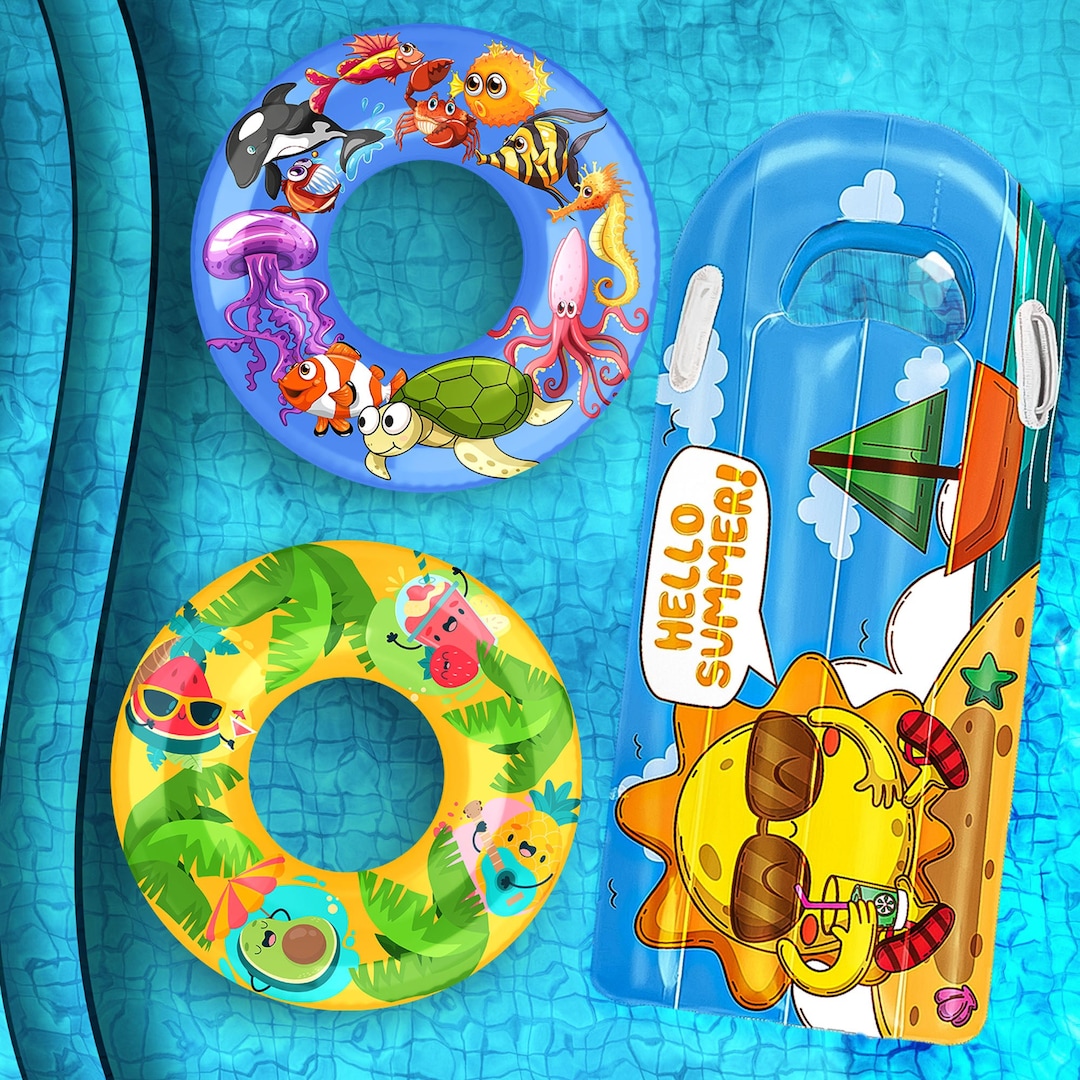 Joyx 3-pack Kids Pool Floats - Inflatable Swimming Rings With Cute ...