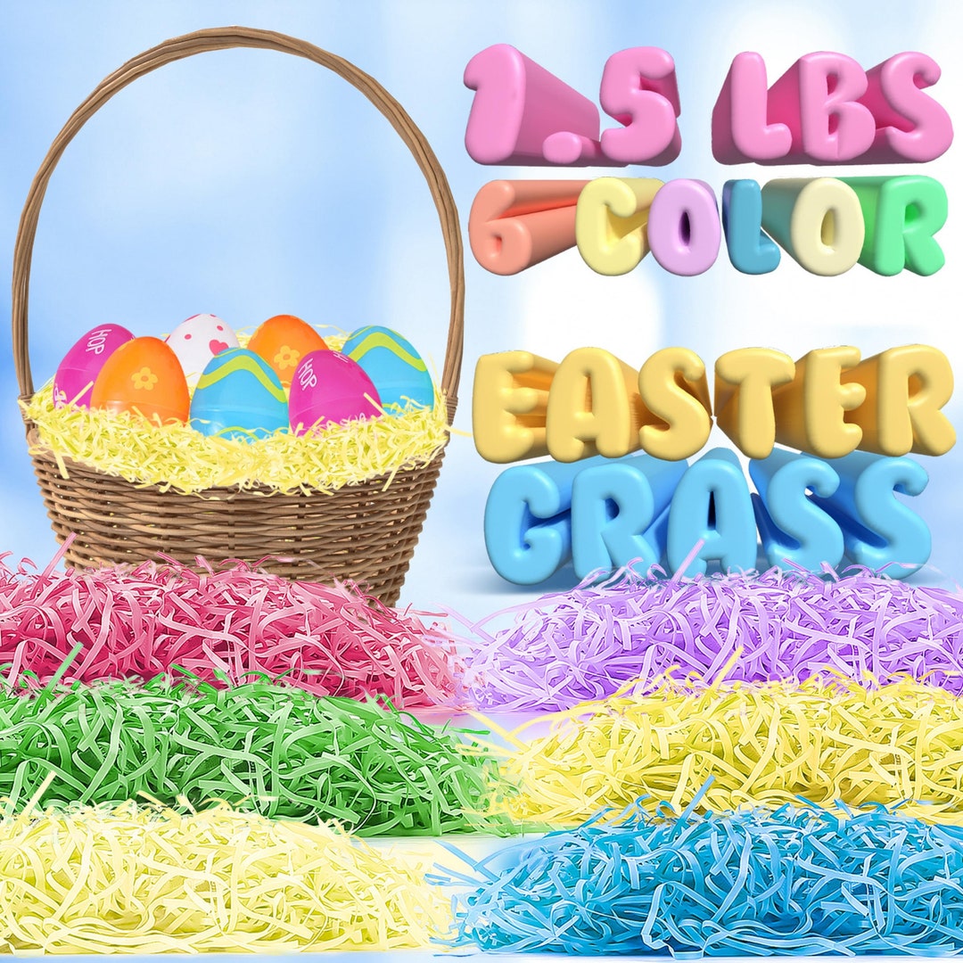 Joyx Easter Grass - 1.5 Pounds, Pastel Colors for Easter Basket Filling ...