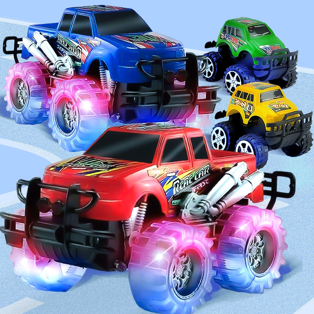LED Monster Truck Toy Car 4-pack: Push & Pull, Ages 3+ - Etsy