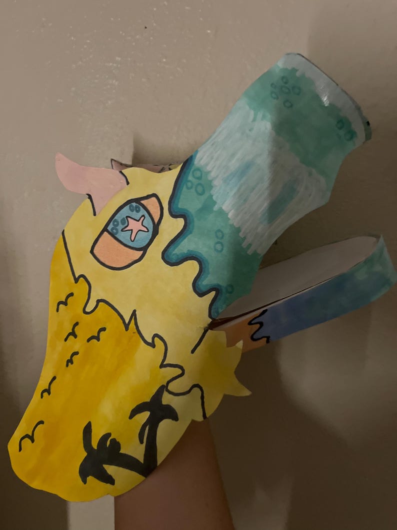 Ormond – Beach Themed Round Base Paper Dragon Puppet - Etsy