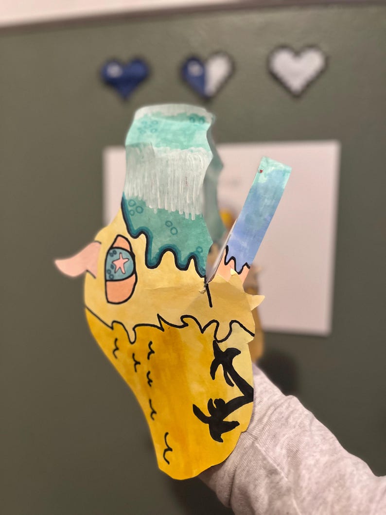 Ormond – Beach Themed Round Base Paper Dragon Puppet - Etsy