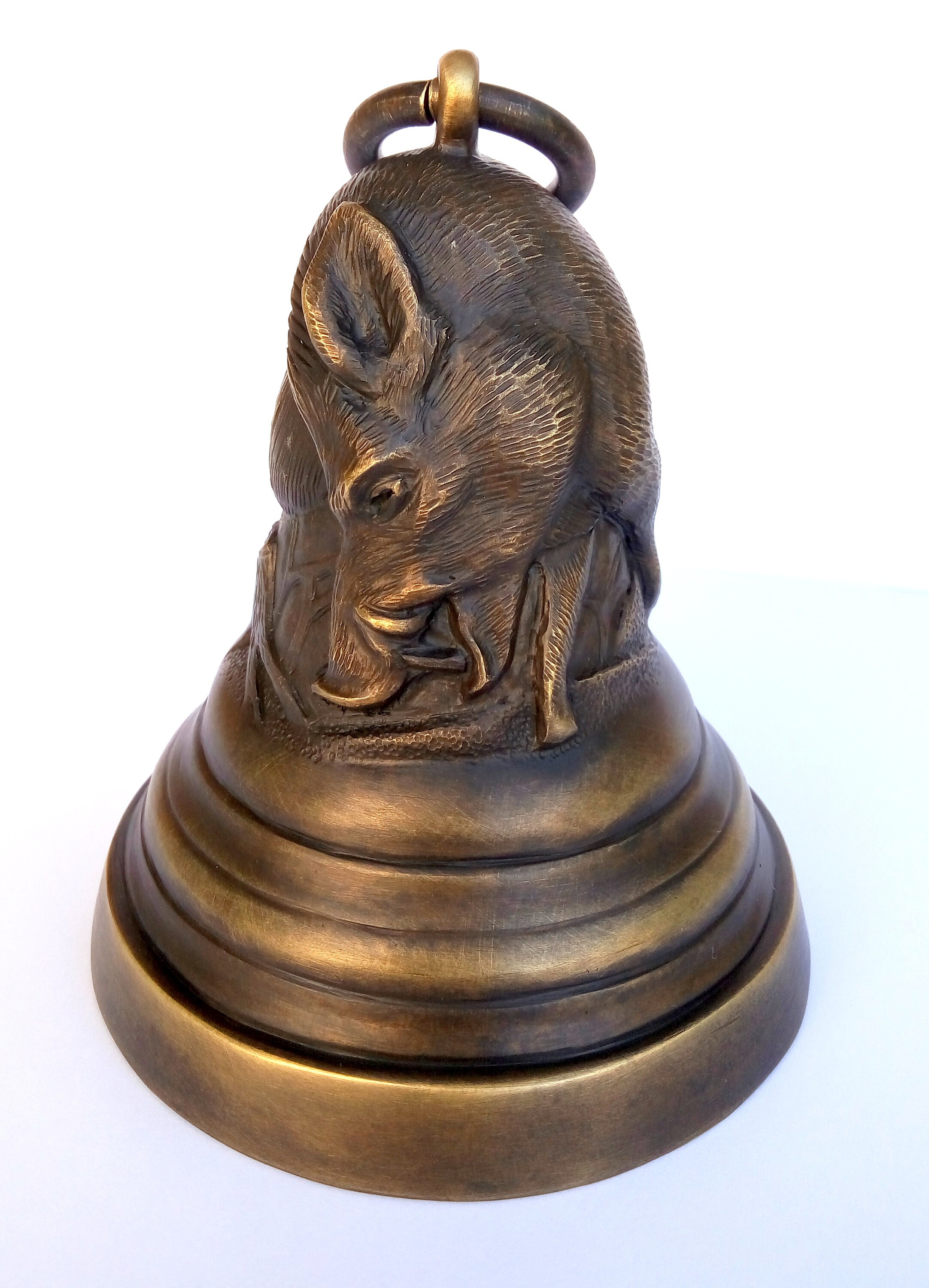 Brass Bell, Bronze Table Bell, Wild Boar Figurine, Hunter Gift, Art ...