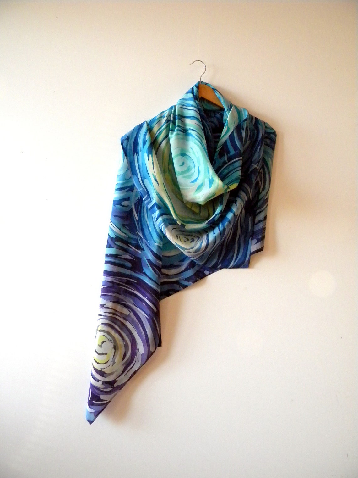 Blue Silk Scarf Starry Sky Scarf Vincent Van Gogh Handpainted - Etsy