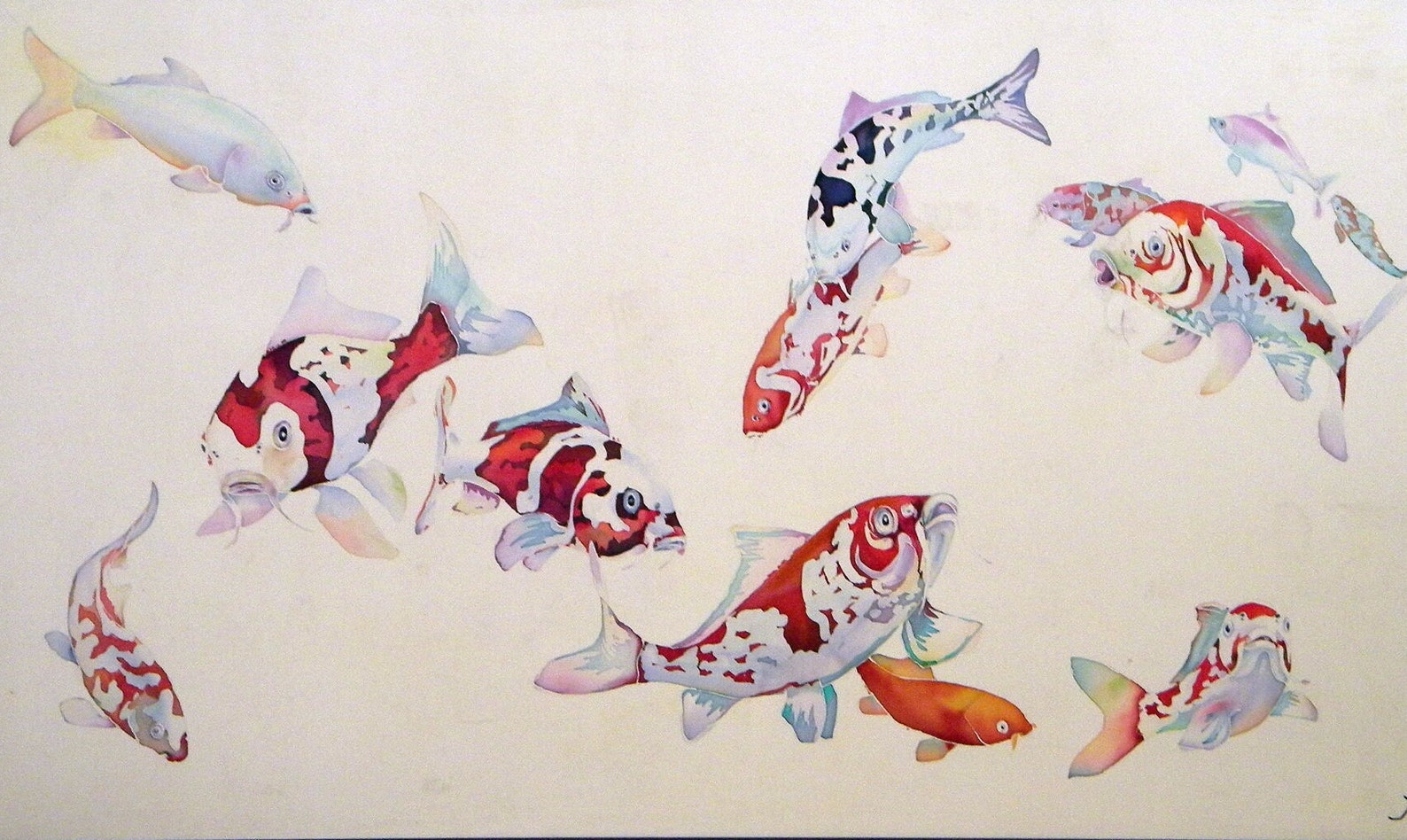 Koi Painting Batik Wall Hanging Wall Art Original Watercolor Gift for ...