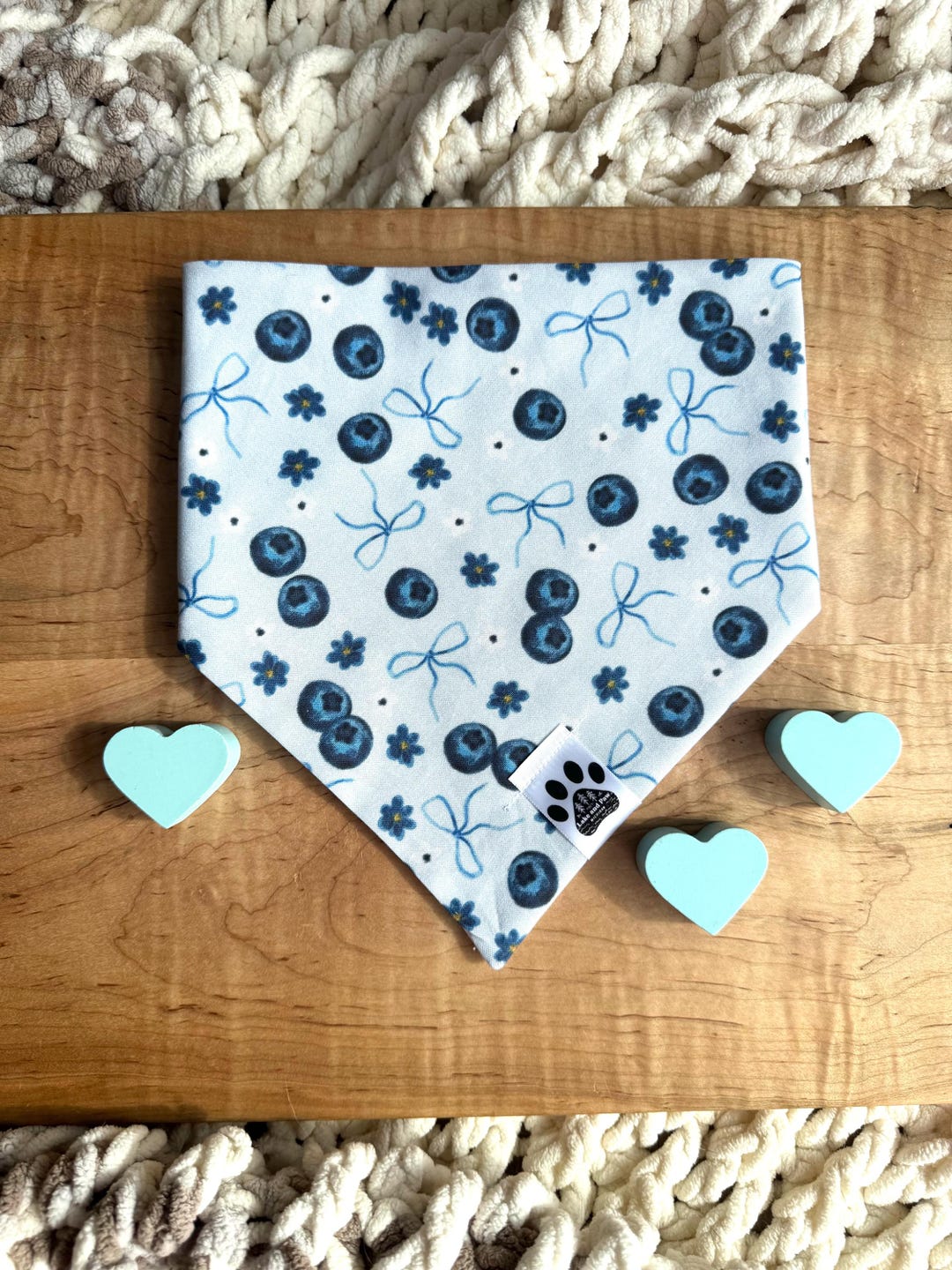 Blueberry Bliss | Cat/dog Snap on Reversible Pet Bandana | Fruit ...