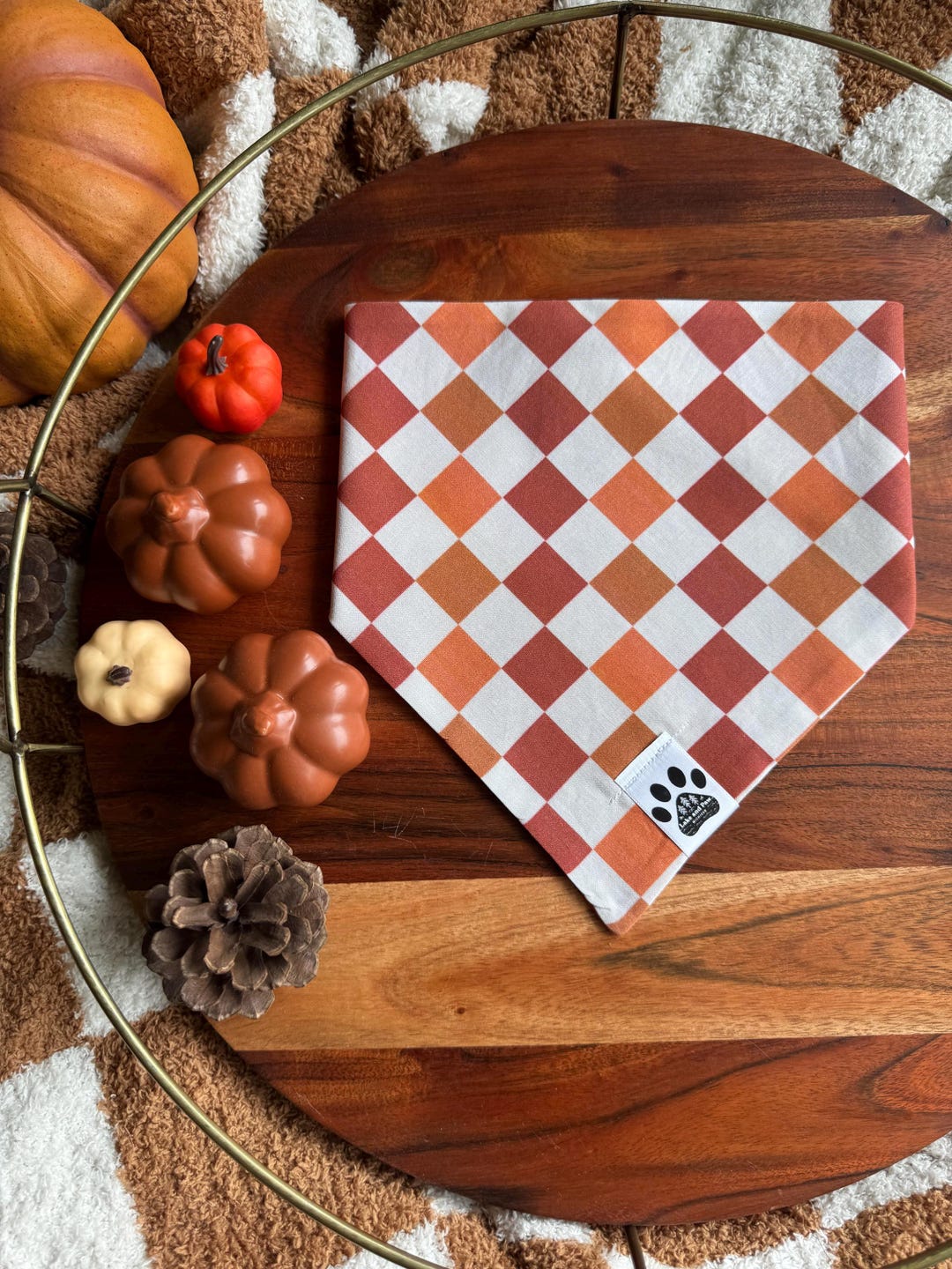 Checked Into Fall | Cat/dog Snap on Reversible Pet Bandana | Fall ...