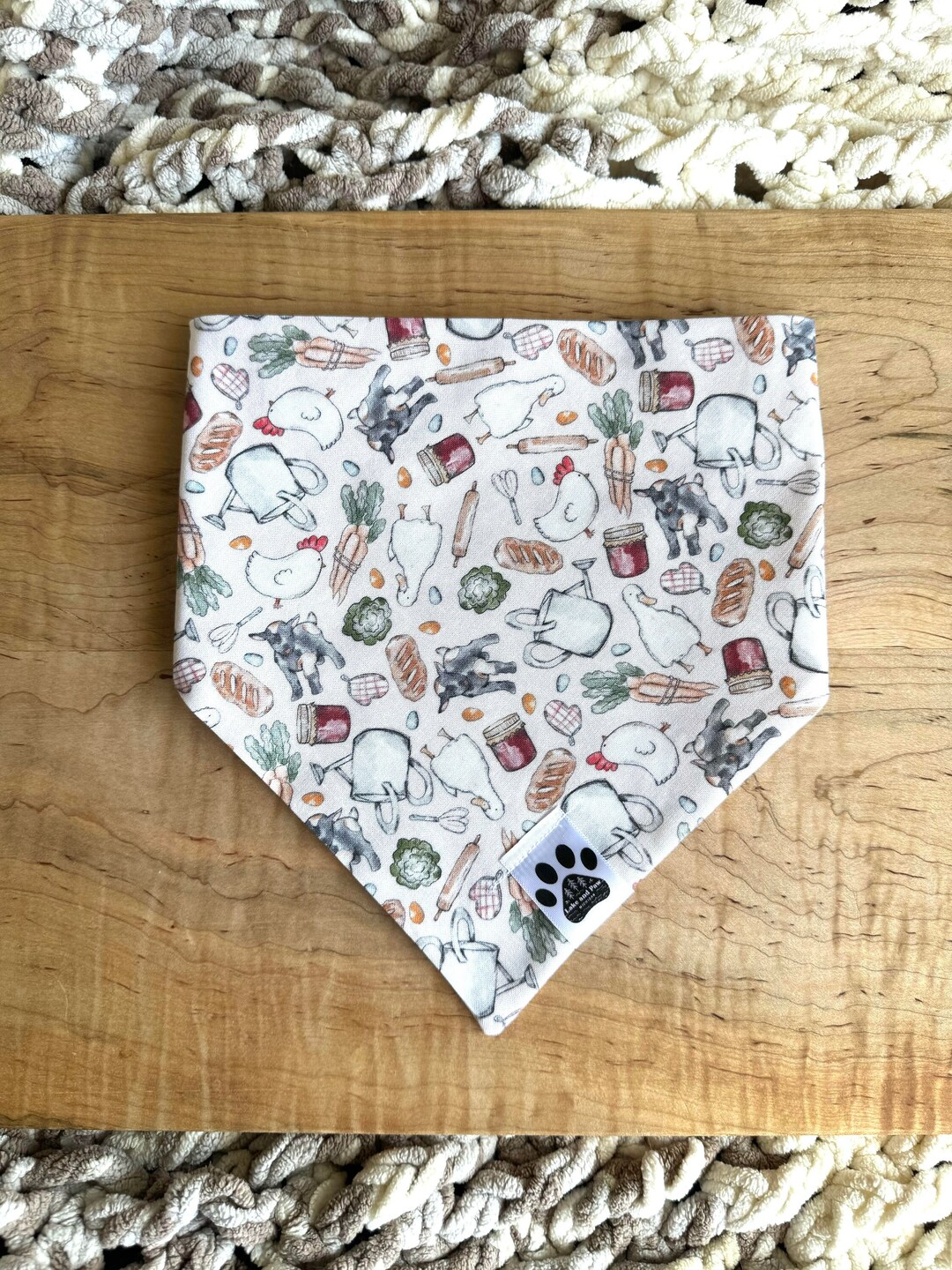 On the Farm | Cat/dog Snap on Reversible Pet Bandana | Animals | Food ...