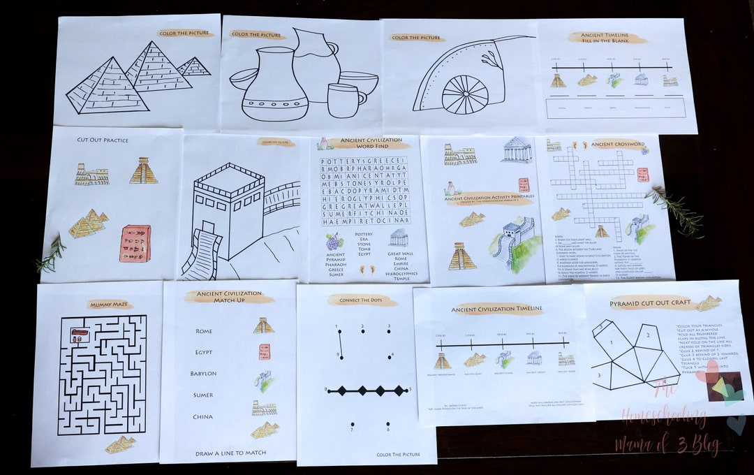The Homeschooling Mama of 3 Ancient Civilization Activity Printables - Etsy