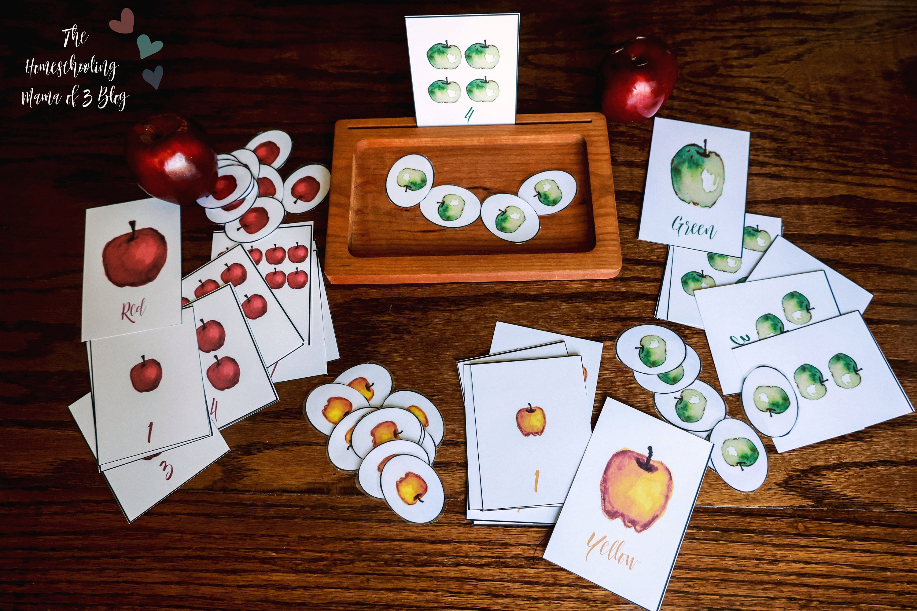 The Homeschooling Mama of 3 Pre-school Apple Number Cards and Counters ...
