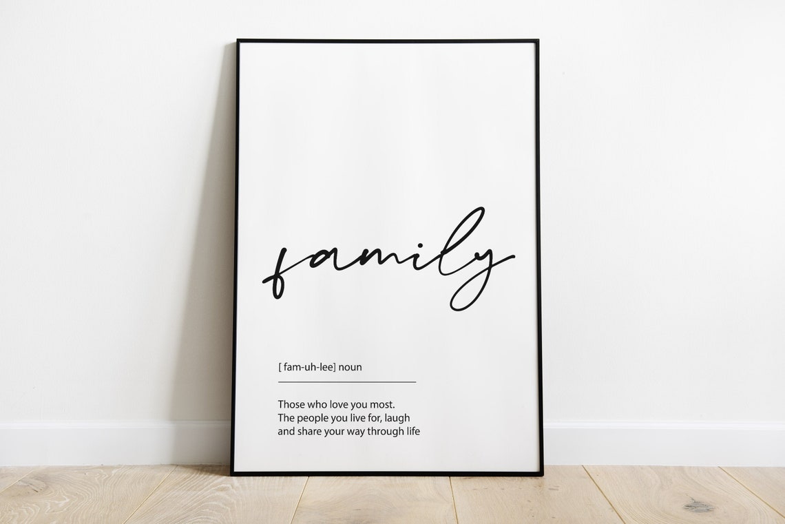Family Definition Print Wall Art Family Sign Scandinavian Modern Style ...