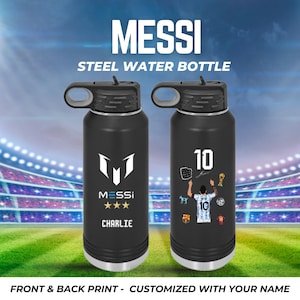 Messi Water Bottle, 20oz - Personalized With Your Name - Stainless ...