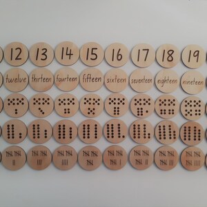 Wooden Teen Number Matching Memory Game 11-20 Learning Numbers Wooden ...