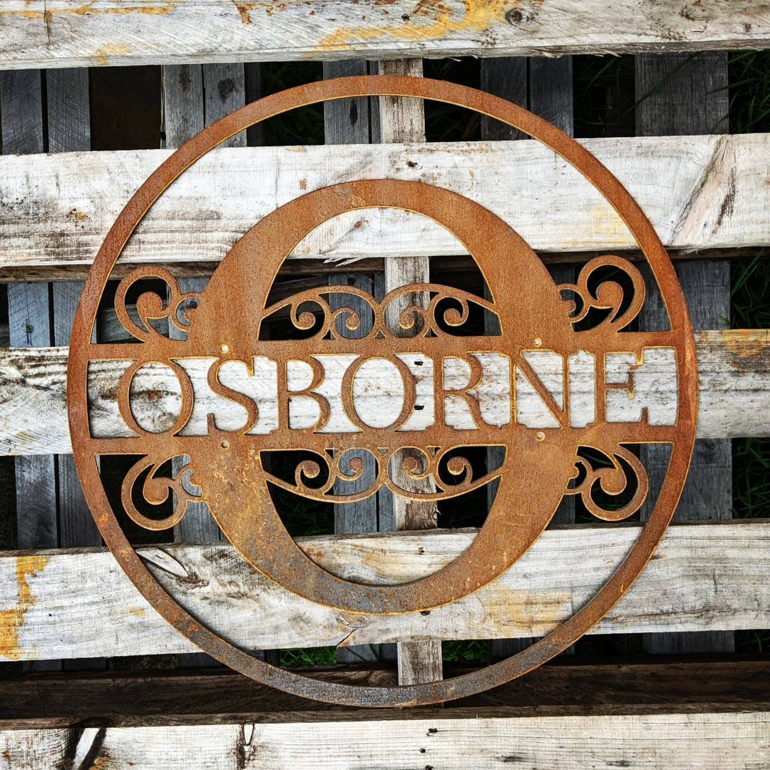 Round Personalised House Name Sign / Split Monogram Name Sign / Plaque ...