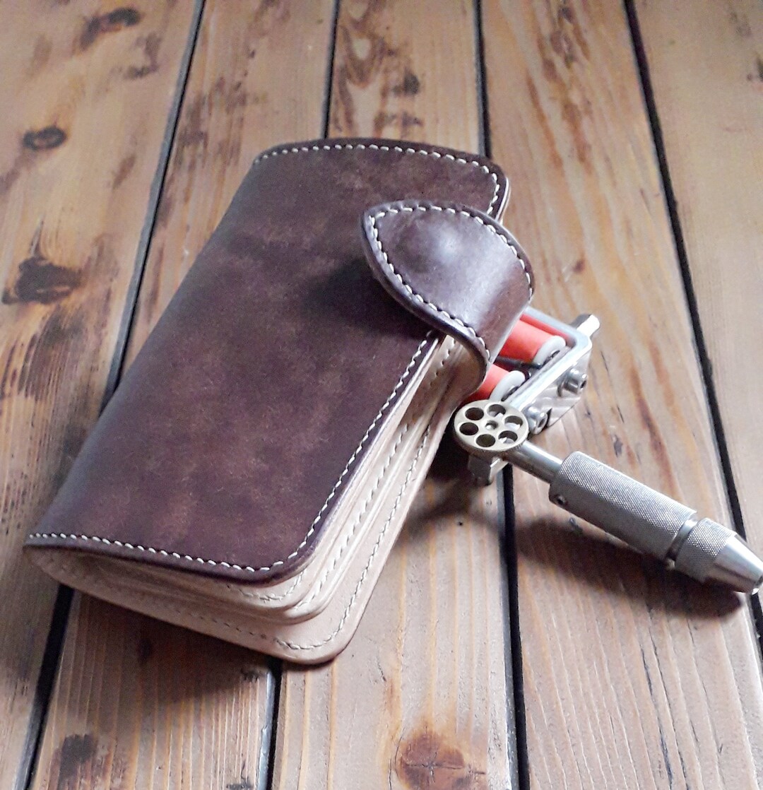 Biker Wallet Bifold Wallet Tobacco Color Japanese Style Wallet Vintage ...