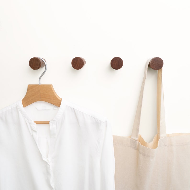 Decorative Wood Wall Hooks Set of 4 Wall Mounted Wall Pegs - Etsy