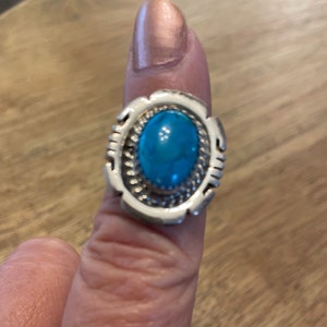 Jon Mccray Navajo Ring 925 Silver Turquoise Size 8 Wedding Mother ...