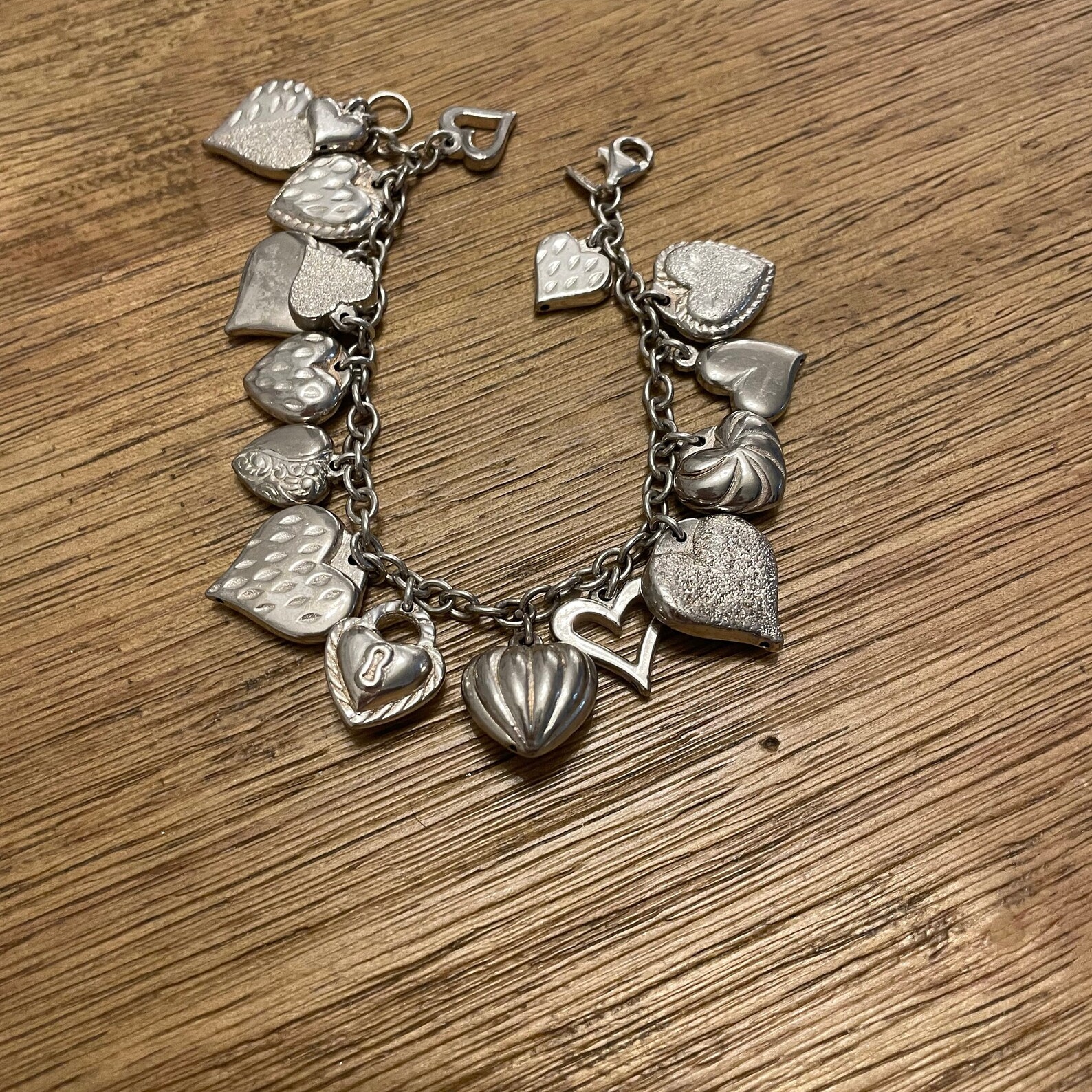 JCM Jacmel Mauritius Sterling Puffy Heart Charm Bracelet - Etsy