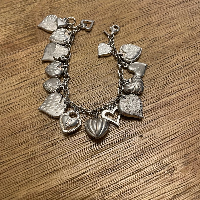 JCM Jacmel Mauritius Sterling Puffy Heart Charm Bracelet - Etsy