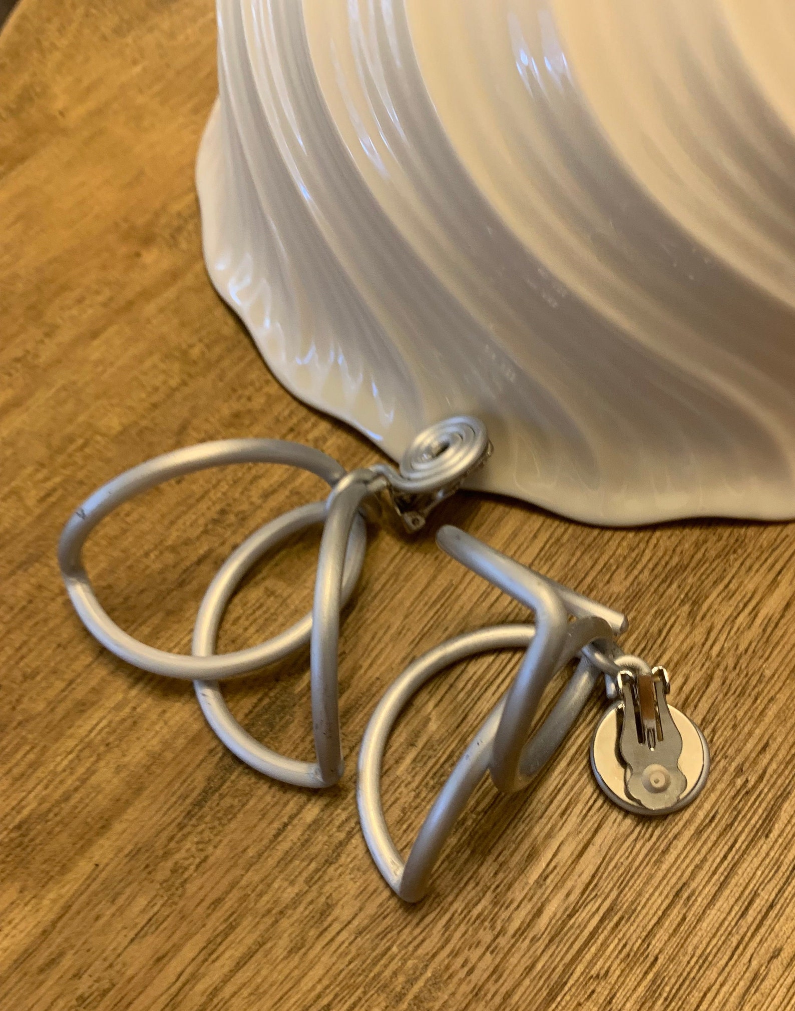 David Spada Vintage Modernist Aluminum Swirl Clip on Statement Earrings ...