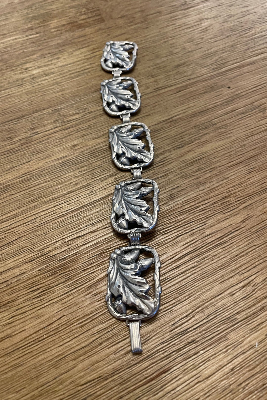 Vintage Danecraft Sterling Silver 925 Leaf Panel Bracelet 7" Bridal ...