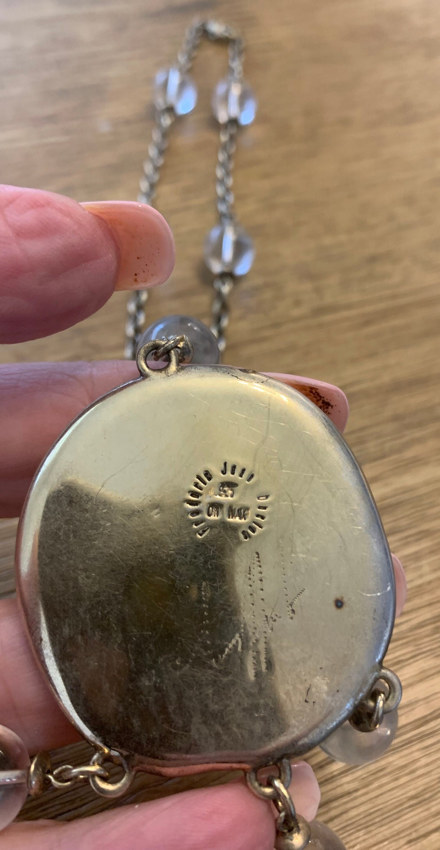 Frederic Duclos Necklace, Sterling Silver Necklace, Glass Unique ...