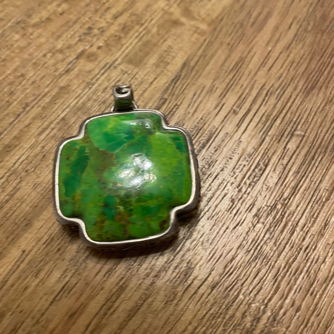 Barse Gaspeite Pendant Necklace Cross 2" X 1.25" Wedding Mother ...