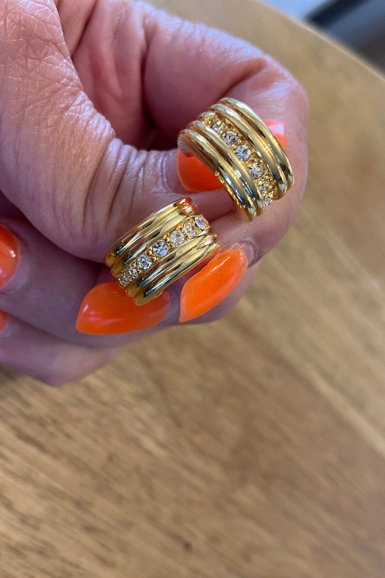 Vintage Joan Rivers Gold Tone Crystal Pierced Earrings Bridal Wedding ...