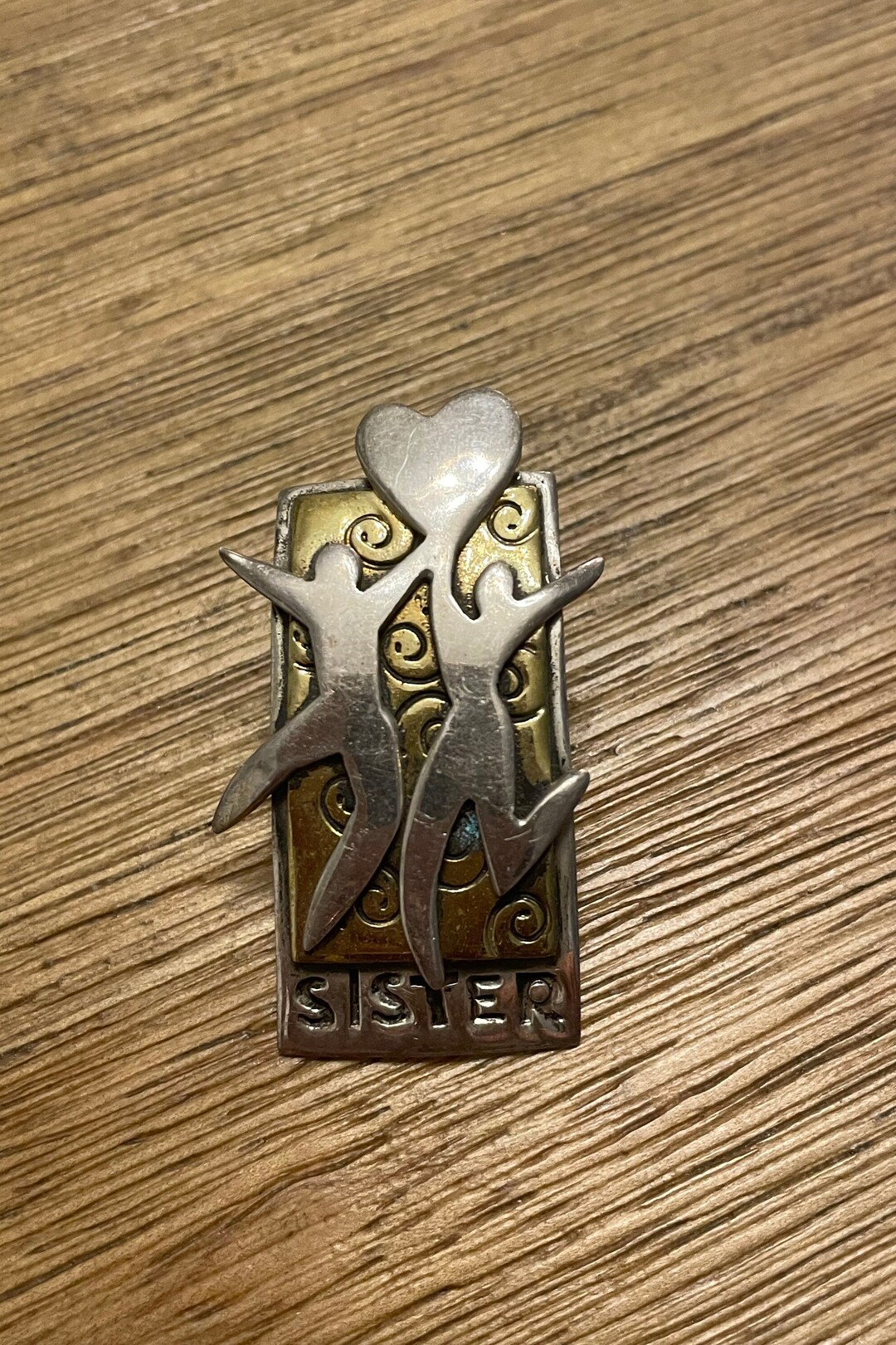 Vintage Signed FF Sterling Silver 925 Sister Brooch Pin Mother Birthday ...