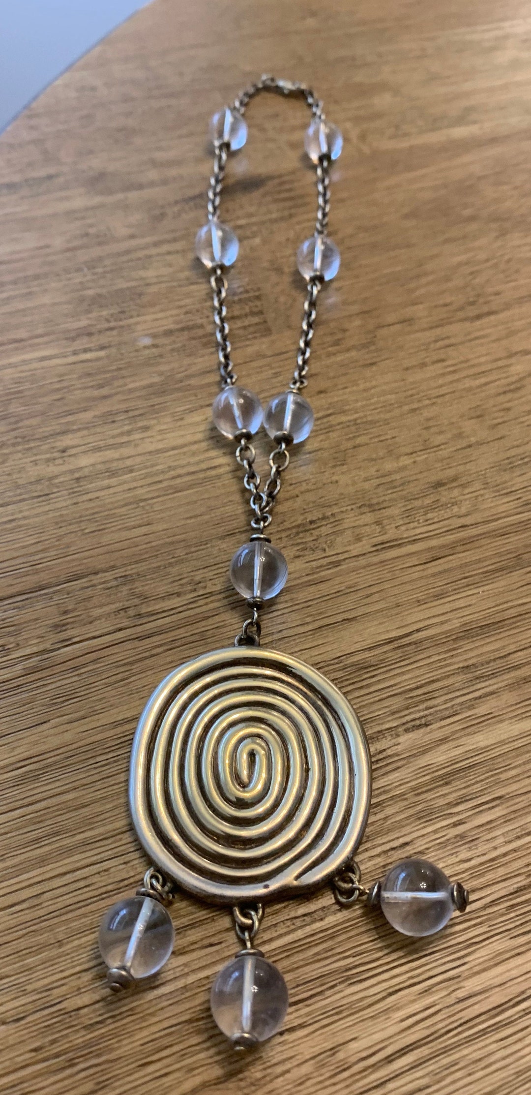 Frederic Duclos Necklace, Sterling Silver Necklace, Glass Unique ...