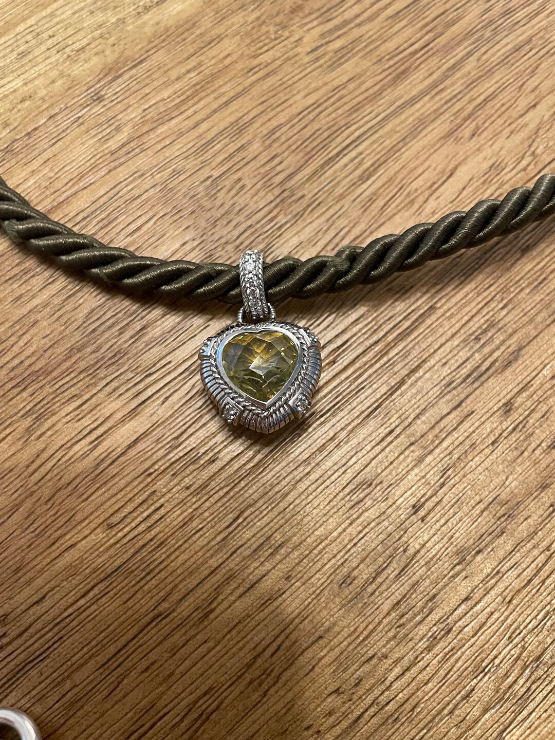 Judith Ripka Pendant Sterling Rope Necklace Dark Grey 17" Bridal Mother ...