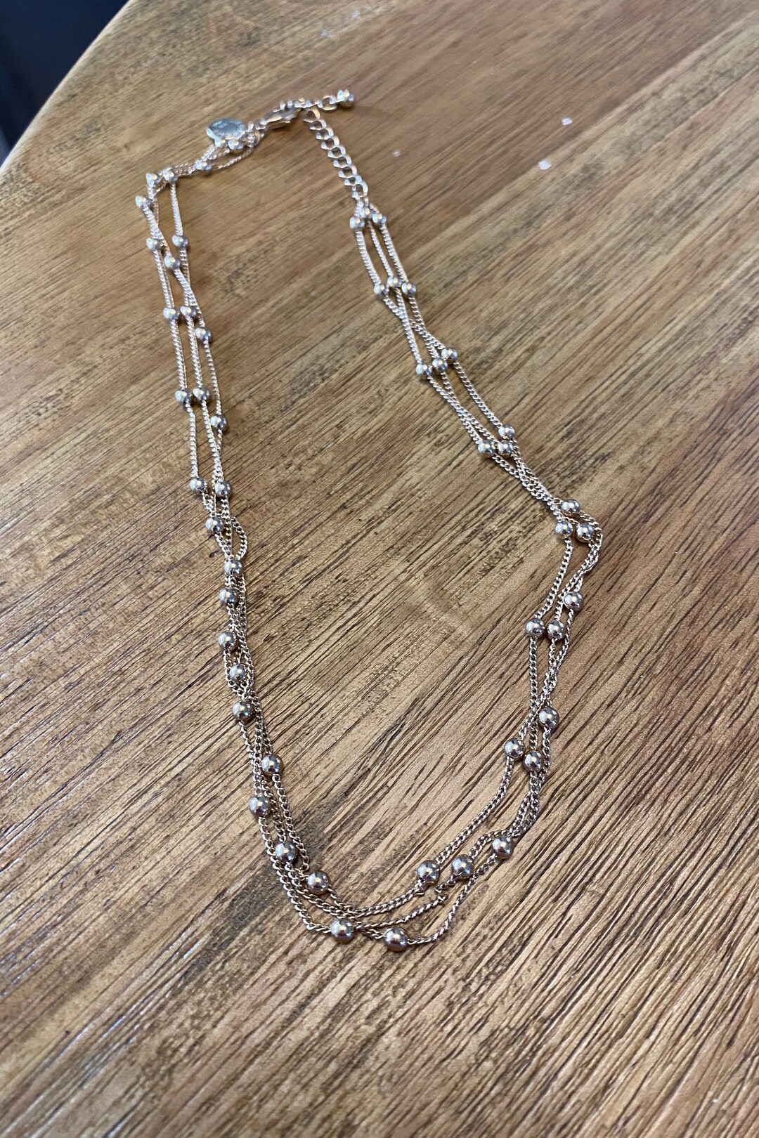 Vintage Gold Tone Liz Claiborne Triple Chain Beaded Necklace Mother's ...